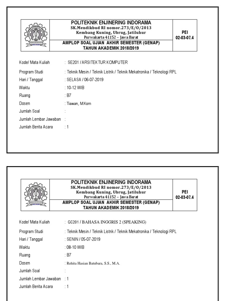 Contoh Cover Uas | PDF