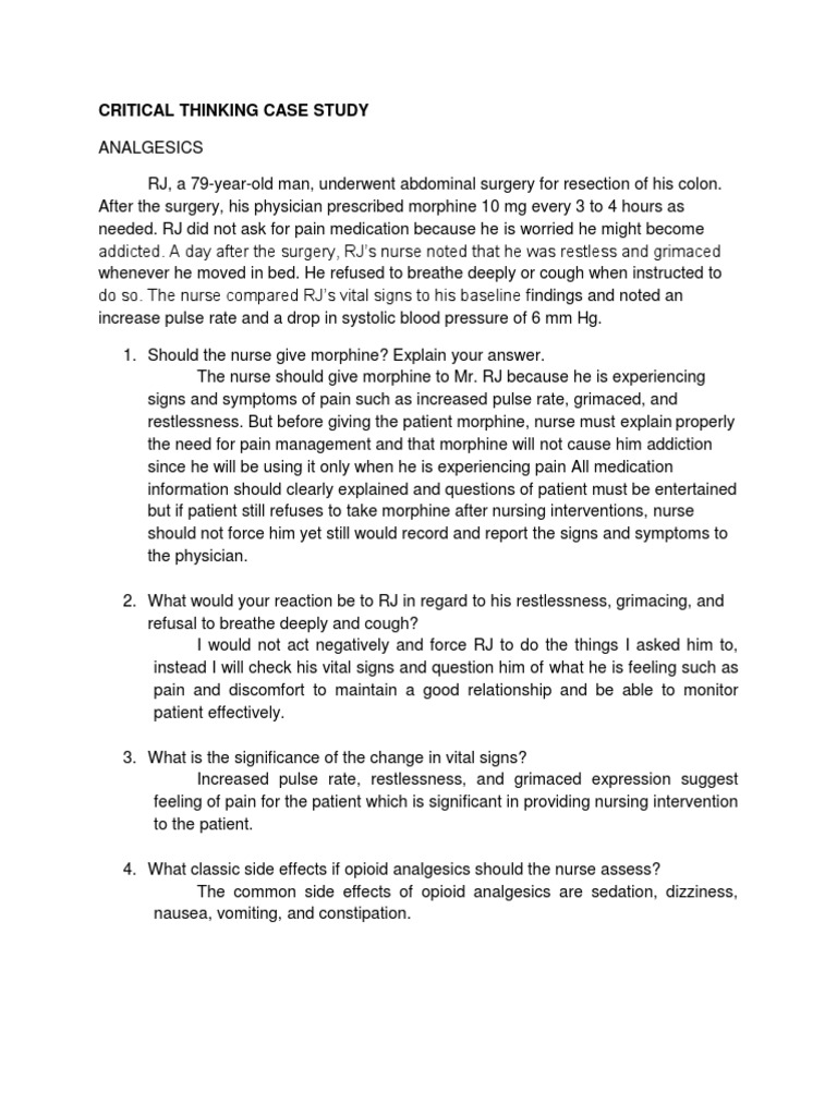 Critical Thinking Case Study Pharma | PDF | Morphine | Opioid