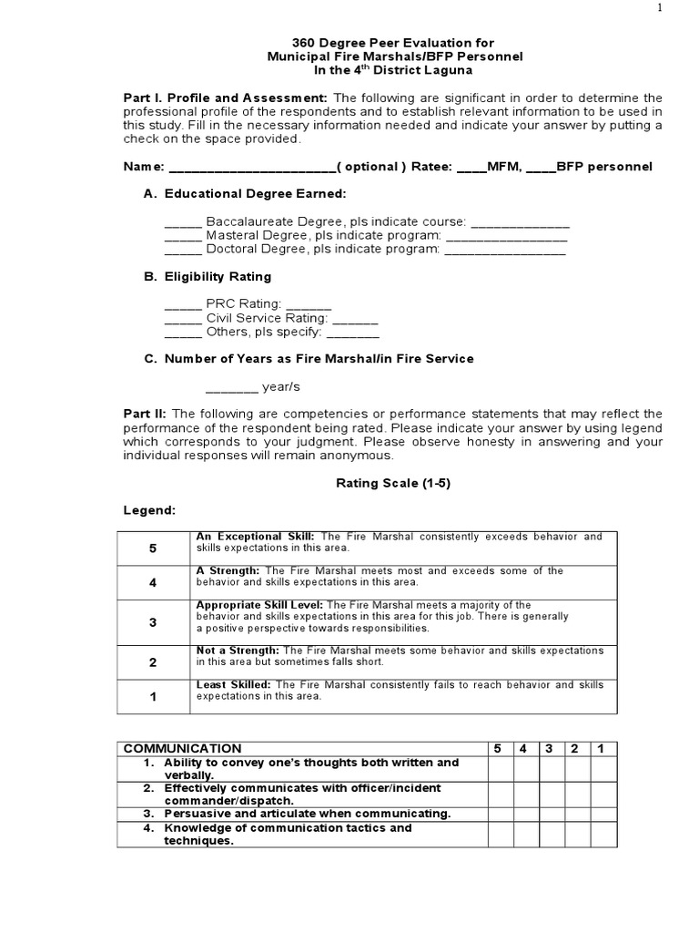 Fire Marshal Performance Evaluation Survey | PDF | Emergency | Firefighting