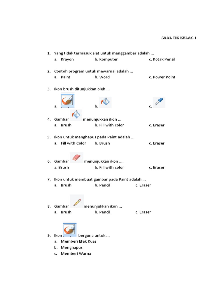 Soal Tik Kelas 1 | PDF