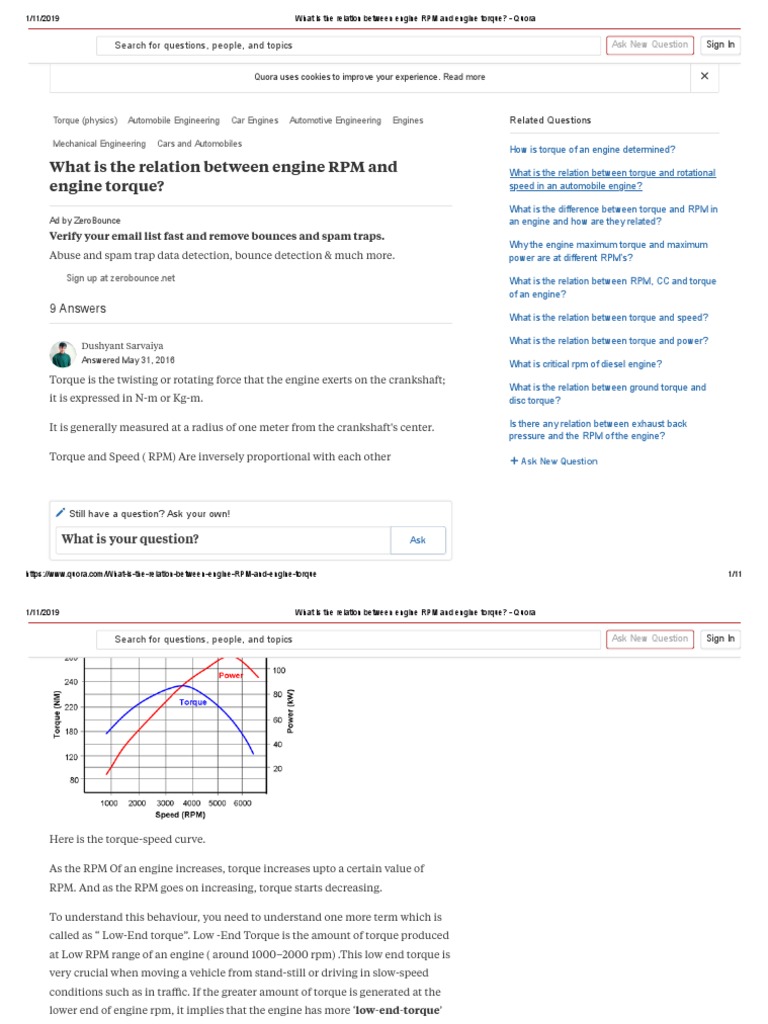 Torque and RPM Relationship Explained | PDF | Torque | Internal ...