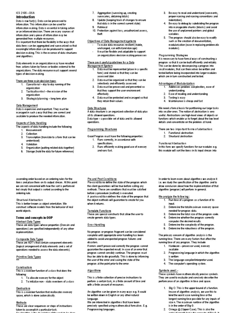 Ics 2105 - Dsa | PDF | Time Complexity | Queue (Abstract Data Type)