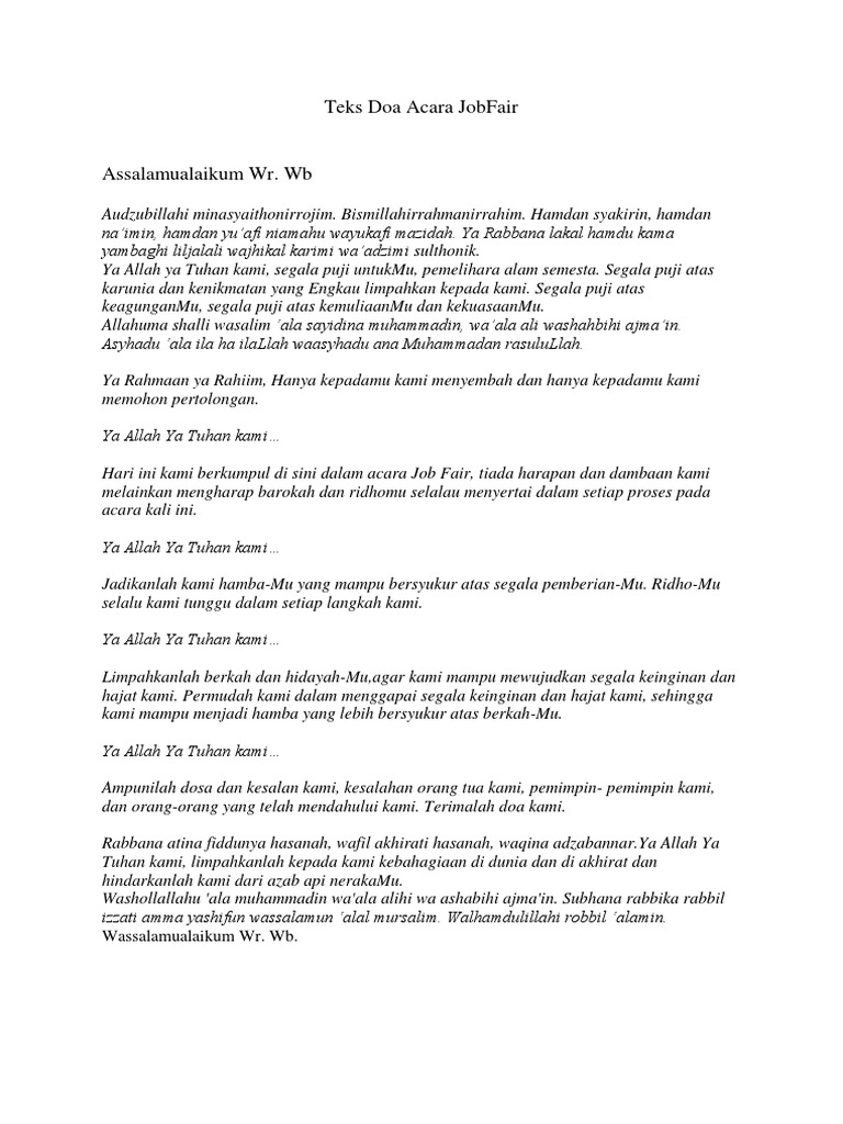 Teks Doa Acara JobFair | PDF