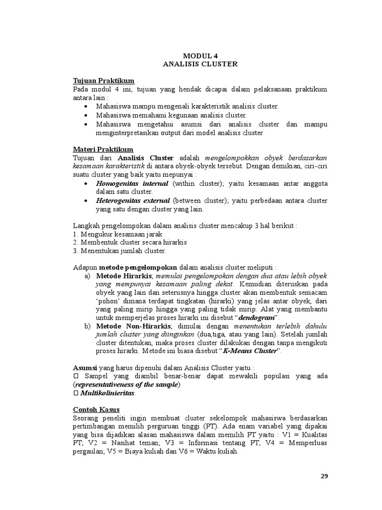 Modul Analisis Cluster | PDF | Metode & Bahan Ajar | Komputer