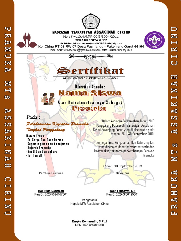 Sertifikat Pramuka | PDF