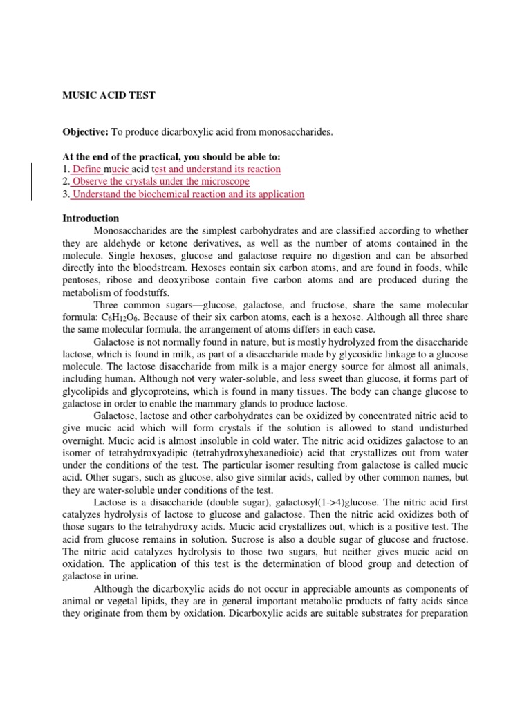 Music Acid Test | PDF | Carbohydrates | Glucose