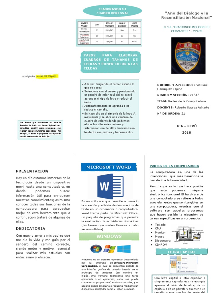 Triptico - La Computadora y Sus Funciones | PDF | Microsoft Windows | Programa de computadora