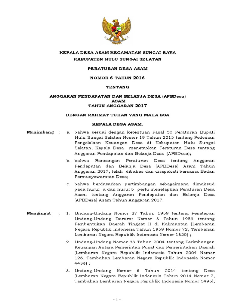 Contoh PERDES APBDES | PDF
