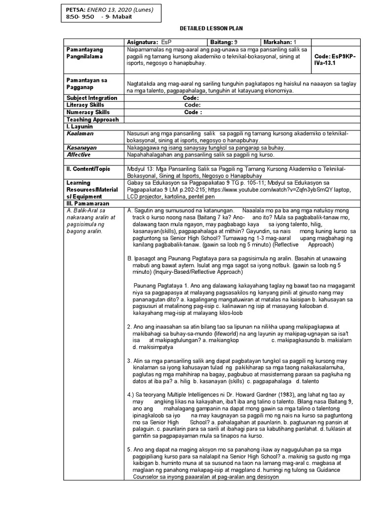 ESP 9 (4th Quarter) | PDF