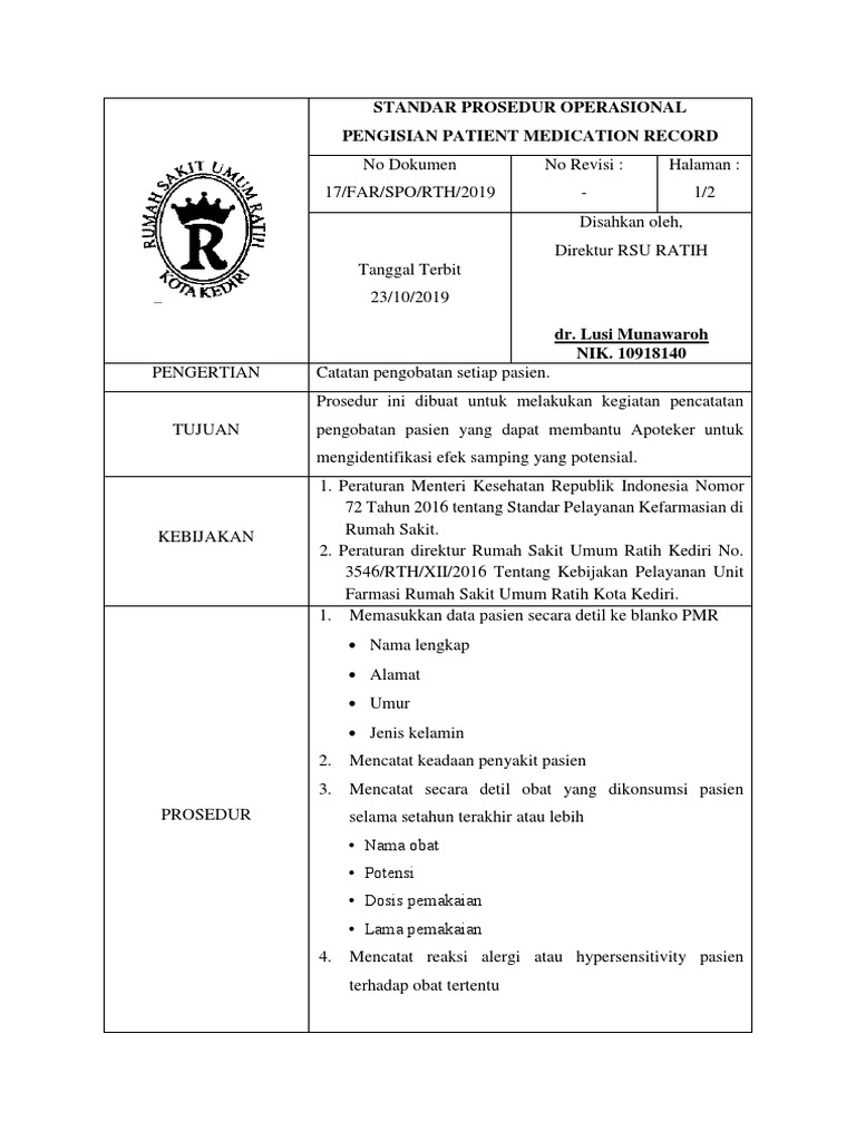 Sop Pengisian PMR | PDF