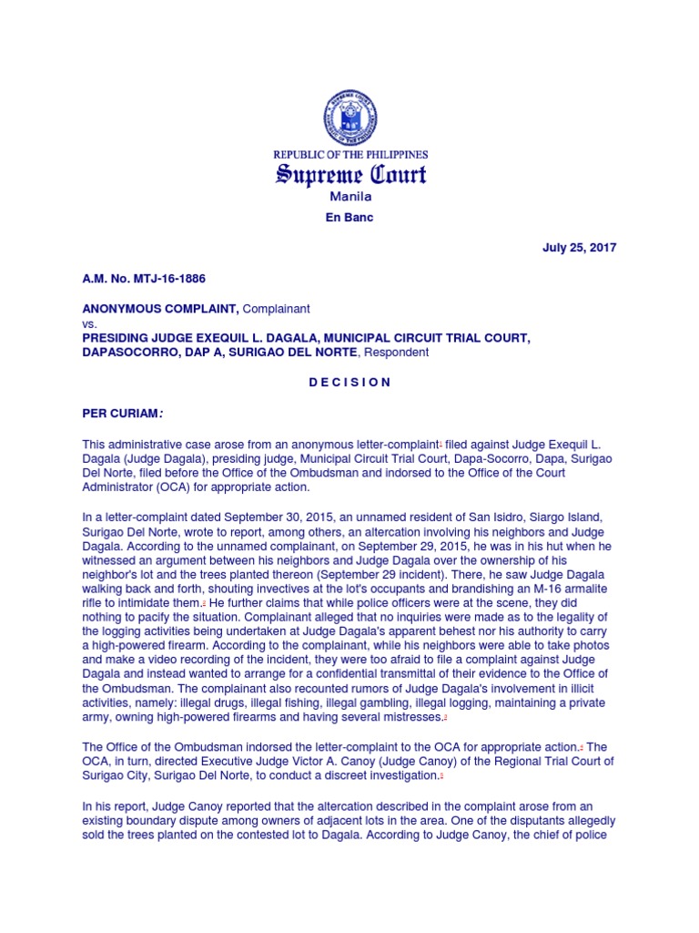 Judge Dagala's Anonymous Complaint Case | PDF | Marriage | Judge