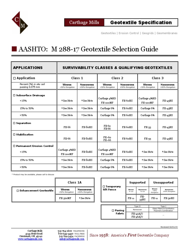 AASHTO Geotextile Selection Guide | PDF | Nonwoven Fabric | Textiles