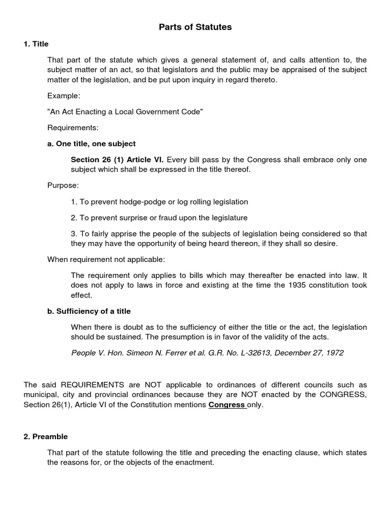 Parts of Statute | PDF | Repeal | Decree