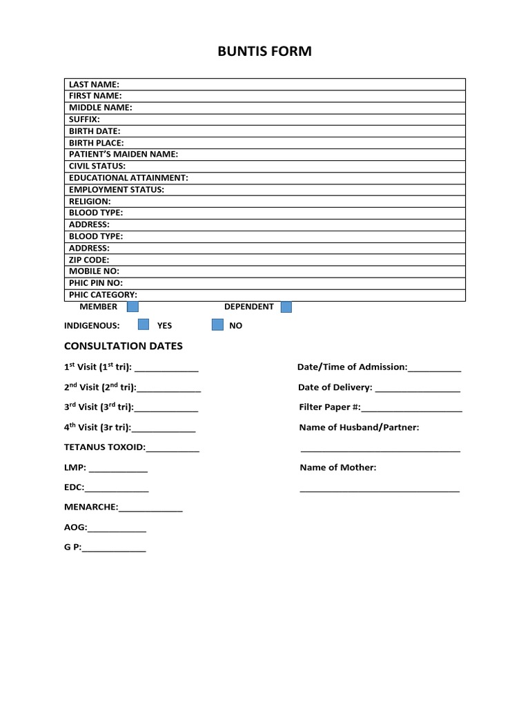 Buntis Form | PDF