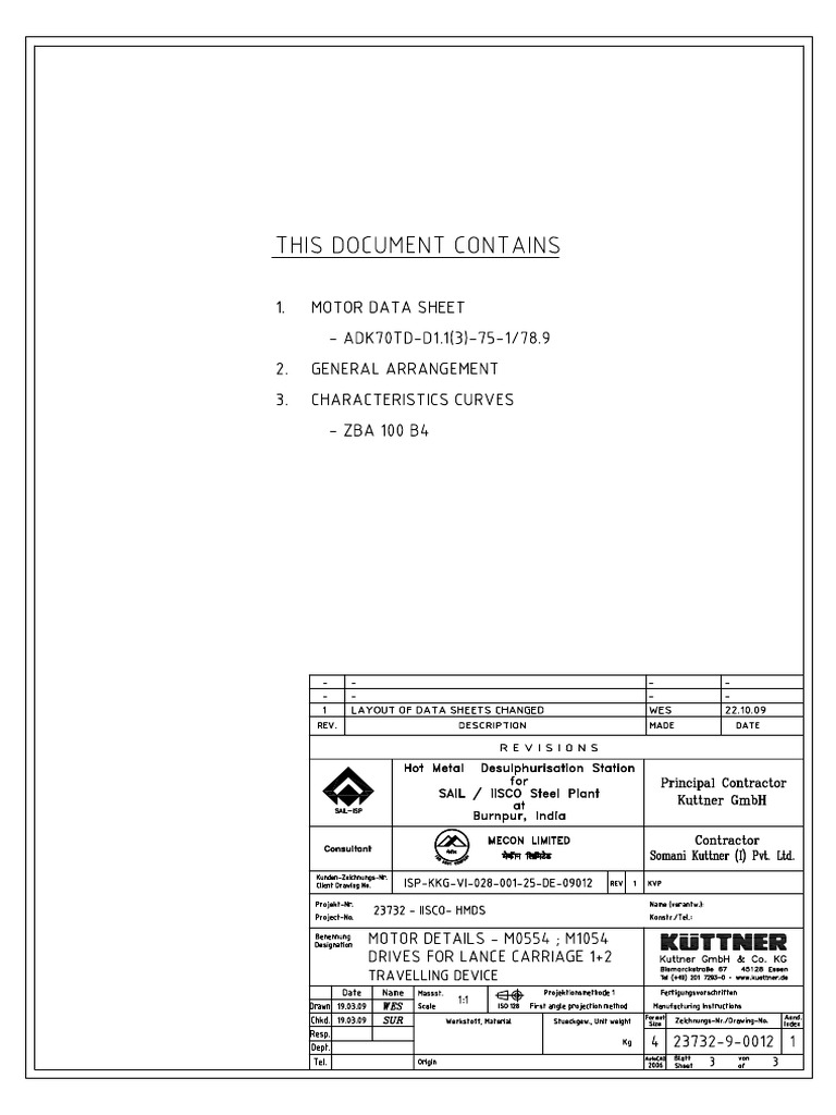 Motor Specification Sheet for Lance Carriage Drive Motors from Küttner ...