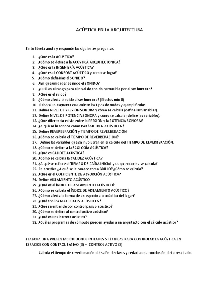 Acústica en La Arquitectura | PDF