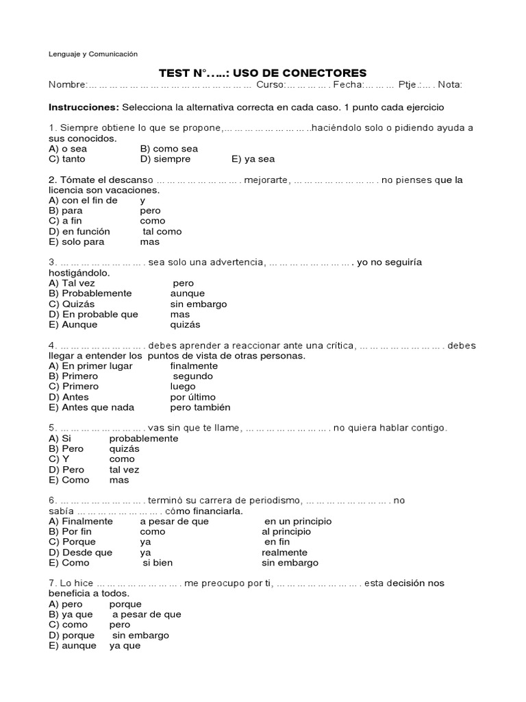 0 - Ejercicios Uso de Conectores | Descargar gratis PDF | Poesía