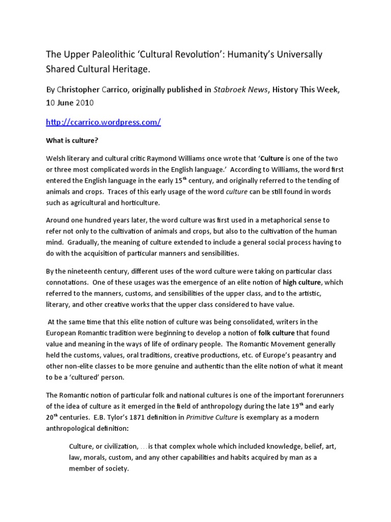 Upper Paleolithic Cultural Revolution Insights | PDF | Human ...