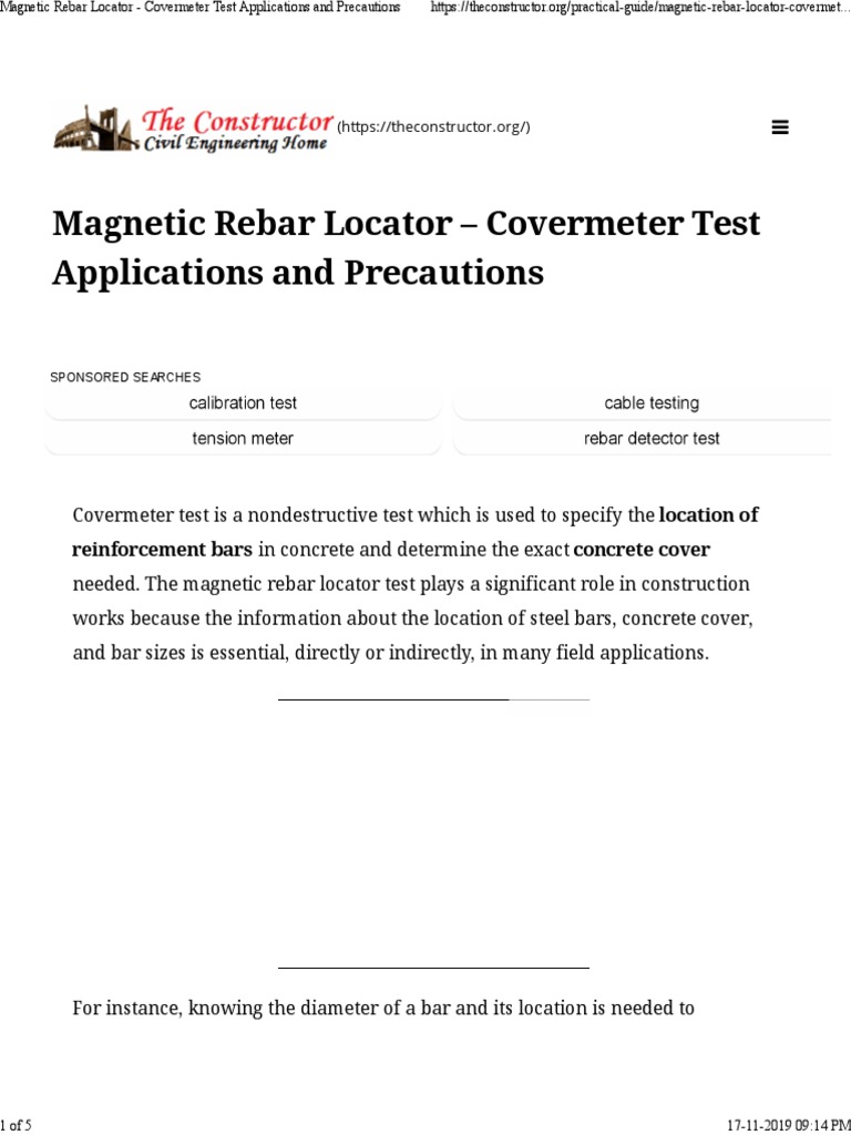 Rebar Locator | Download Free PDF | Concrete | Building Materials