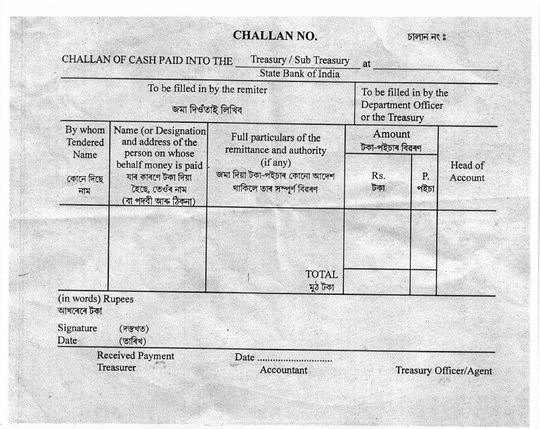 Treasury Challan Assam | PDF