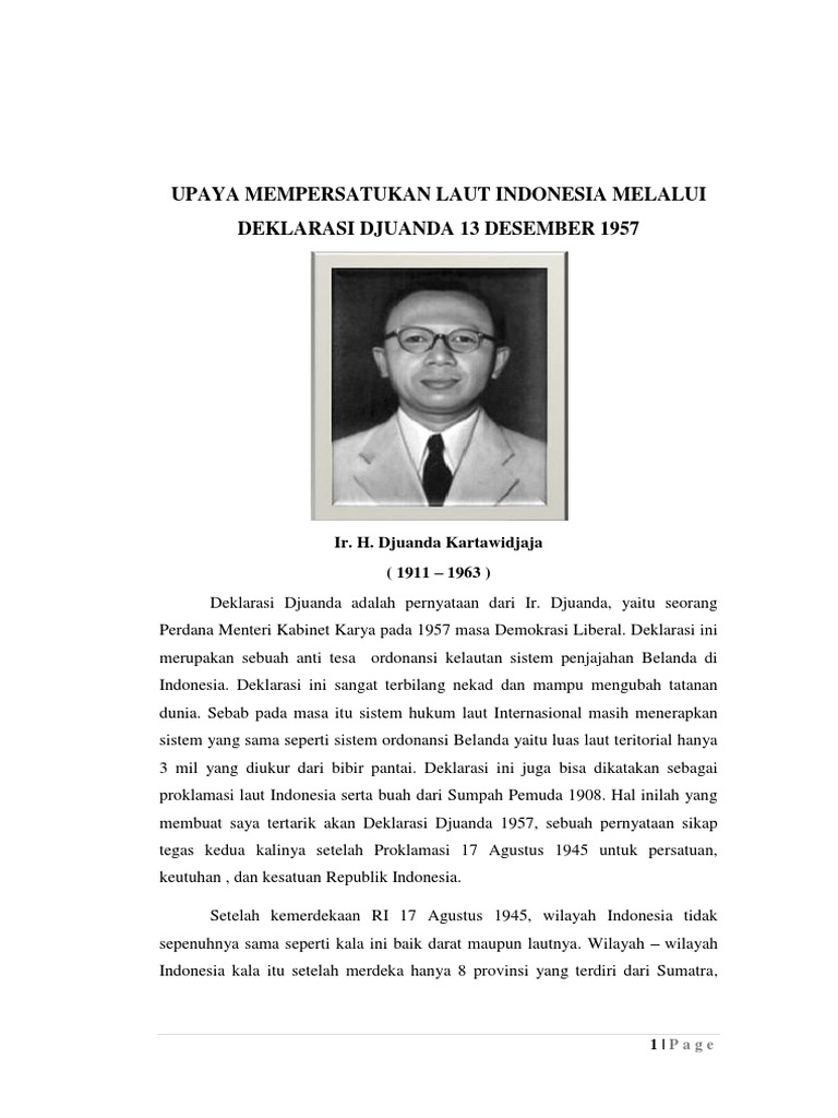 Deklarasi Djuanda: Persatuan Laut RI | PDF | Sains & Matematika