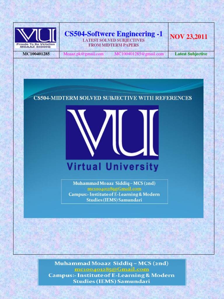 Cs504-Midterm Solved Subjective With Refrences by Moaaz PDF | PDF | Class (Computer Programming ...