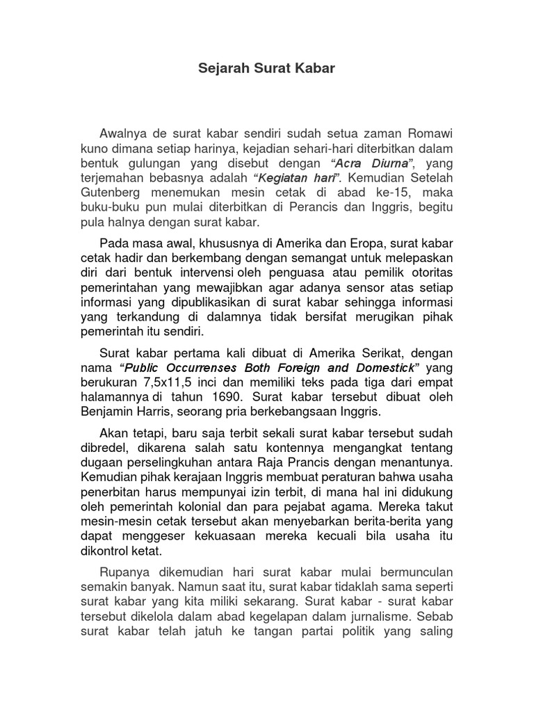 Sejarah Surat Kabar | PDF