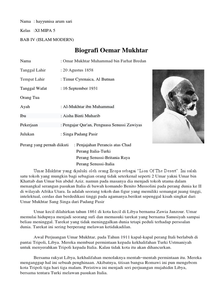 Biografi Omar Mukhtar | PDF