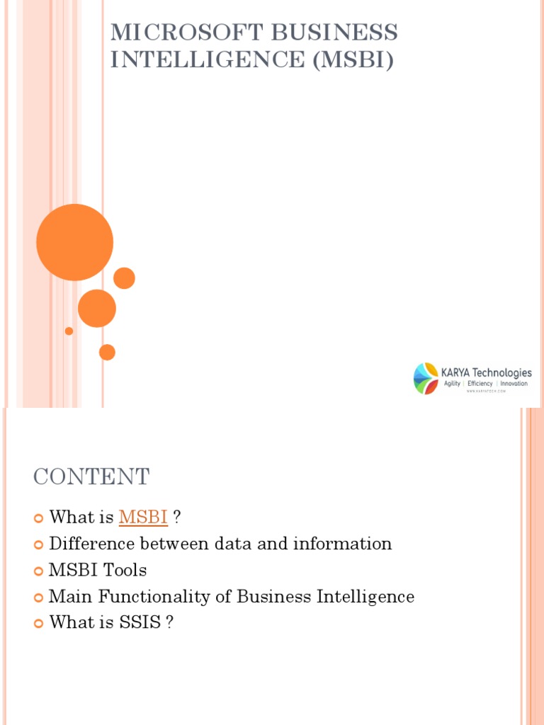 Microsoft Business Intelligence (Msbi) | PDF | Business Intelligence ...