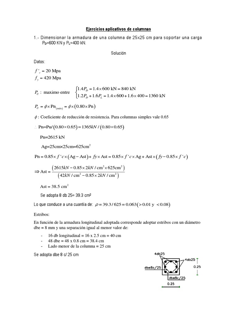 Ejercicios Aplicativos de Columnas | PDF