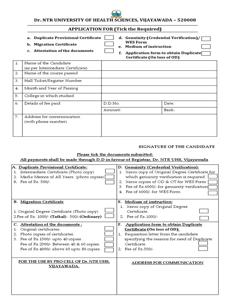 Dr NTR UHS Application Form Guide | PDF | Government | Business