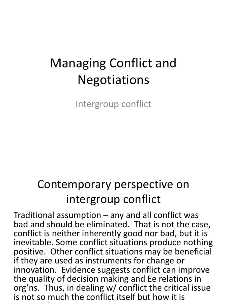 Managing Conflict and Negotiations | PDF | Negotiation | Conflict (Process)