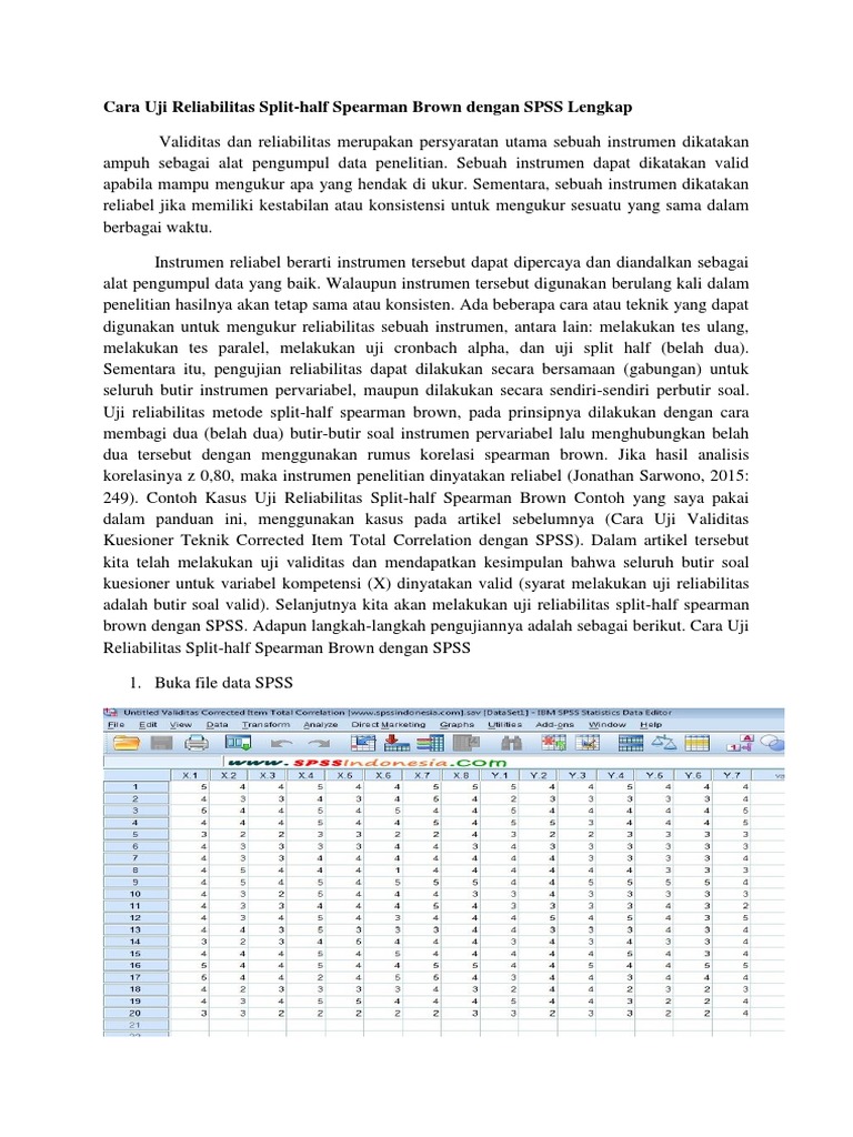 Cara Uji Reliabilitas Split DAN SPEARMEN | PDF