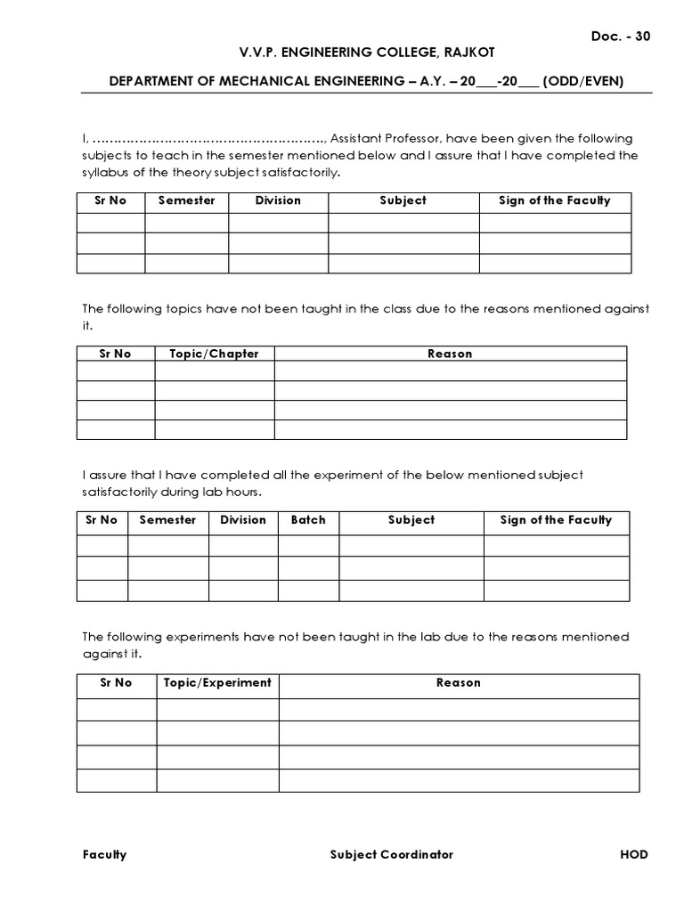 Syllabus Completion Report Template | PDF