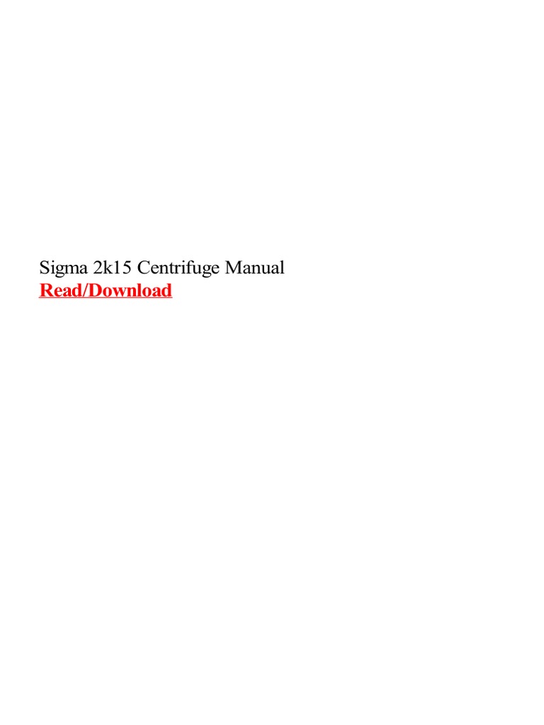 Sigma 2k15 Centrifuge Manual | PDF