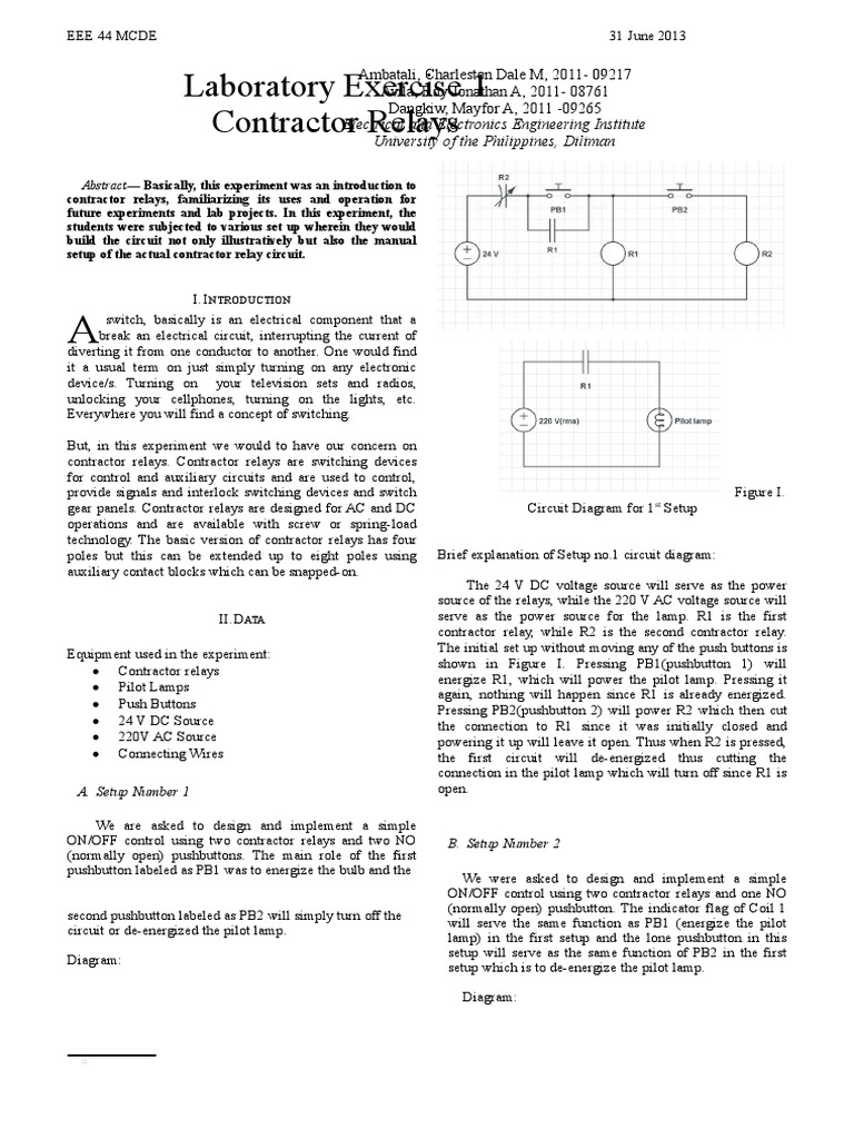 First Lab Report Eee 44 | PDF | Relay | Switch