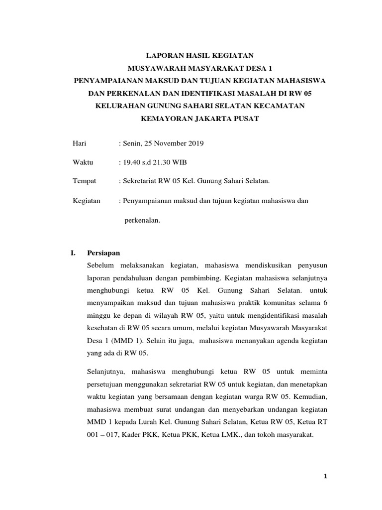Laporan Hasil MMD 1 | PDF
