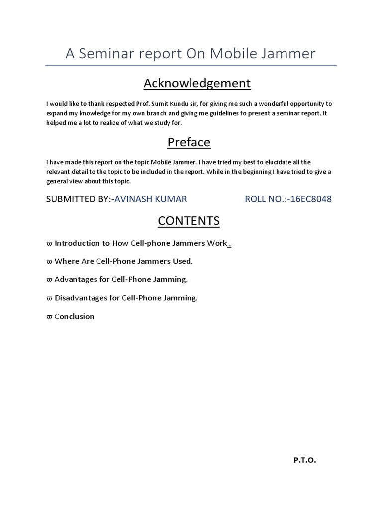 Mobile Jammer Seminar Report | PDF | Mobile Phones | Telephone