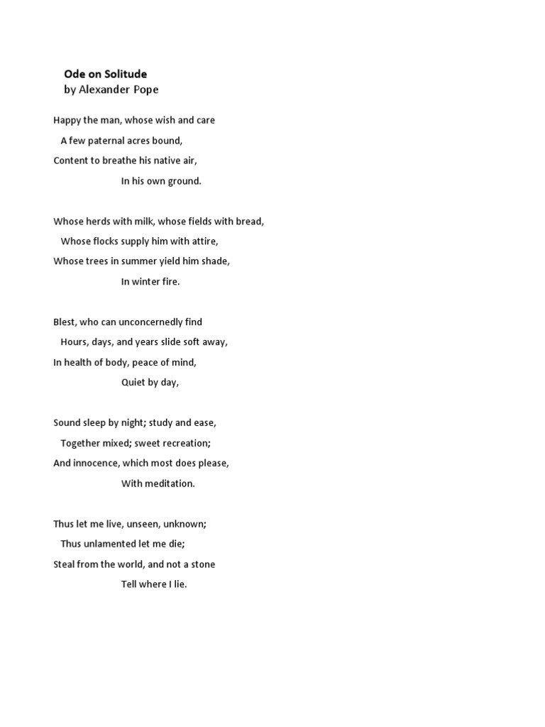 En11 - Ode On Solitude Assignment PDF | PDF | Poetry