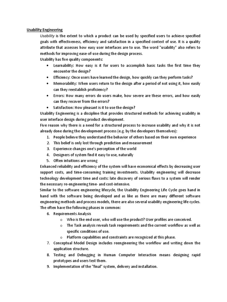 Usability Engineering | PDF | Usability | Cognition