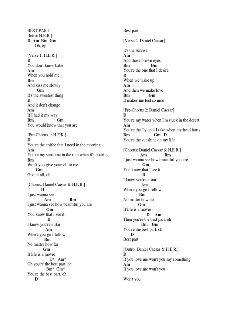 Best Part | PDF | Songs | Musical Compositions