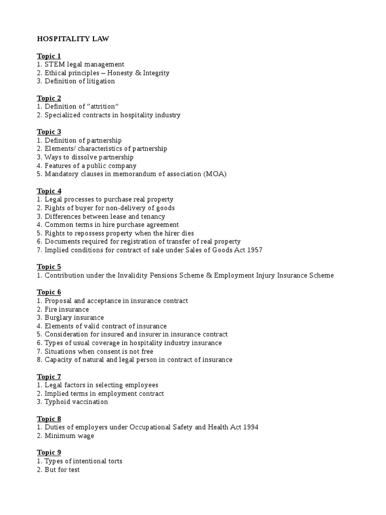 Revision Hospitality Law | PDF