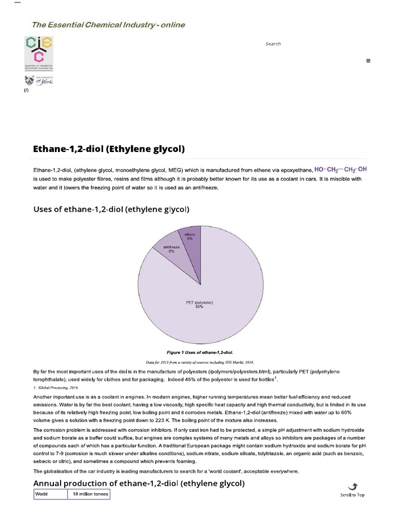 Ethane 1,2 Diol (Ethylene Glycol) | PDF