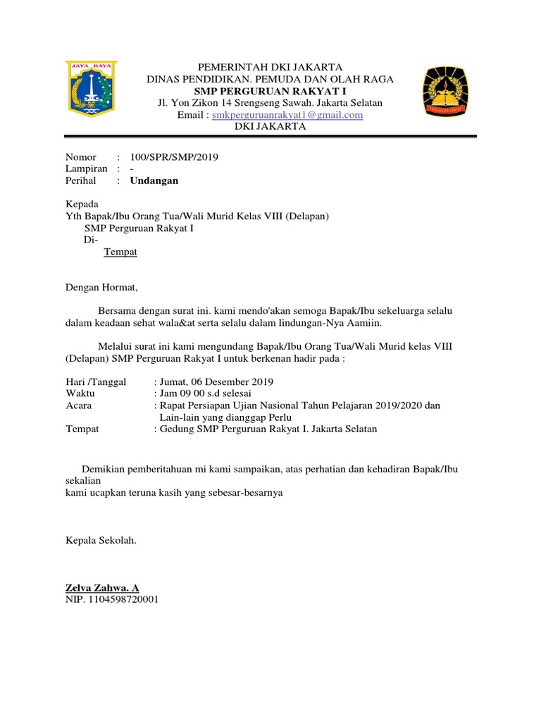 Contoh Surat Undangan Rapat Doc Suratmucom | PDF