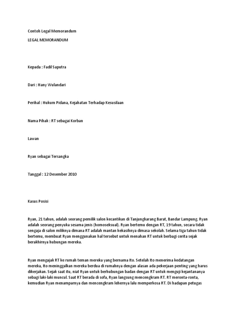 Contoh Legal Memorandum | PDF