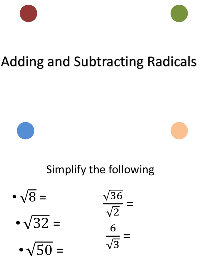 Adding and Subtracting Radicals Guide | PDF | Social Institutions ...