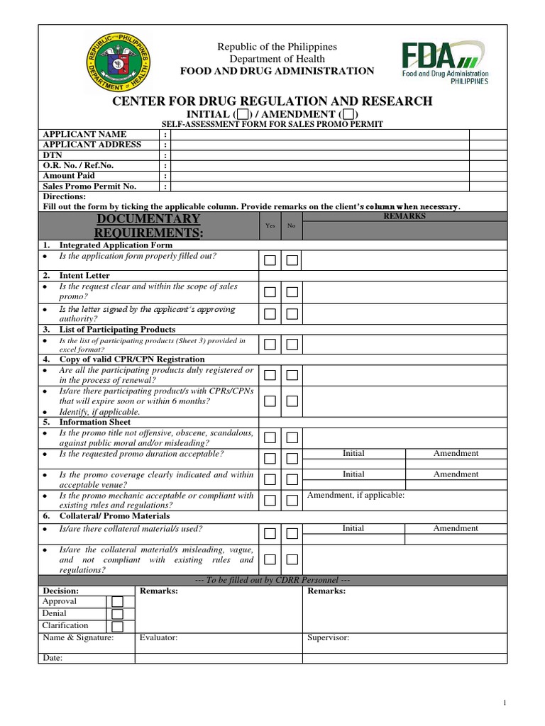 Self Assessment Form For Sales Promo Permit | PDF | Government ...