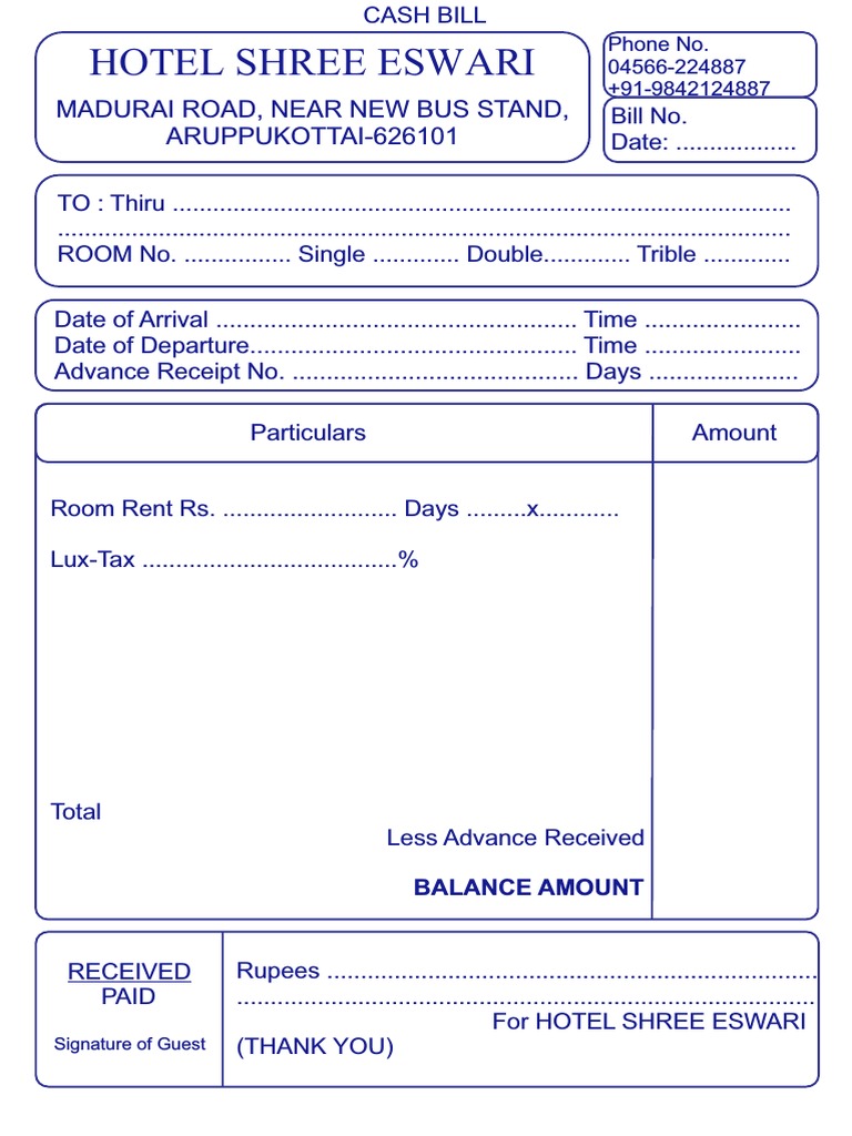 Kamuthi Hotel Bill | PDF