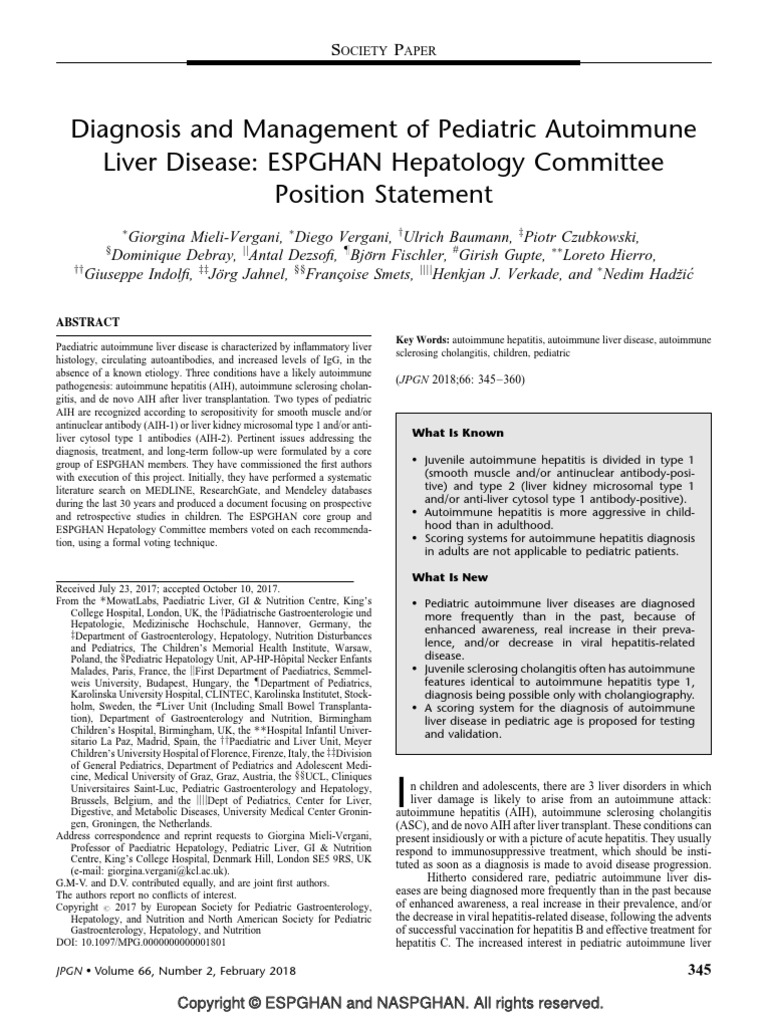 Diagnosis and Management of Pediatric Autoimmune PDF | PDF | Hepatitis ...