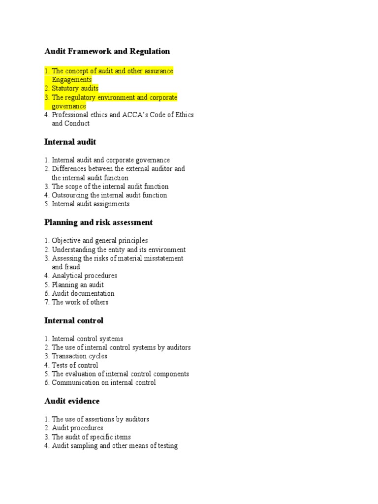 Audit Framework and Regulation | PDF